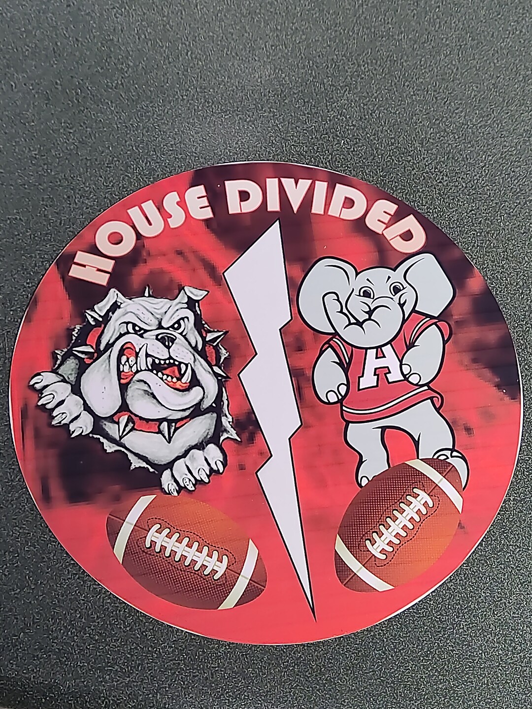 8" Round Metal "house Divided" Football Sign... Georgia Bulldogs ...