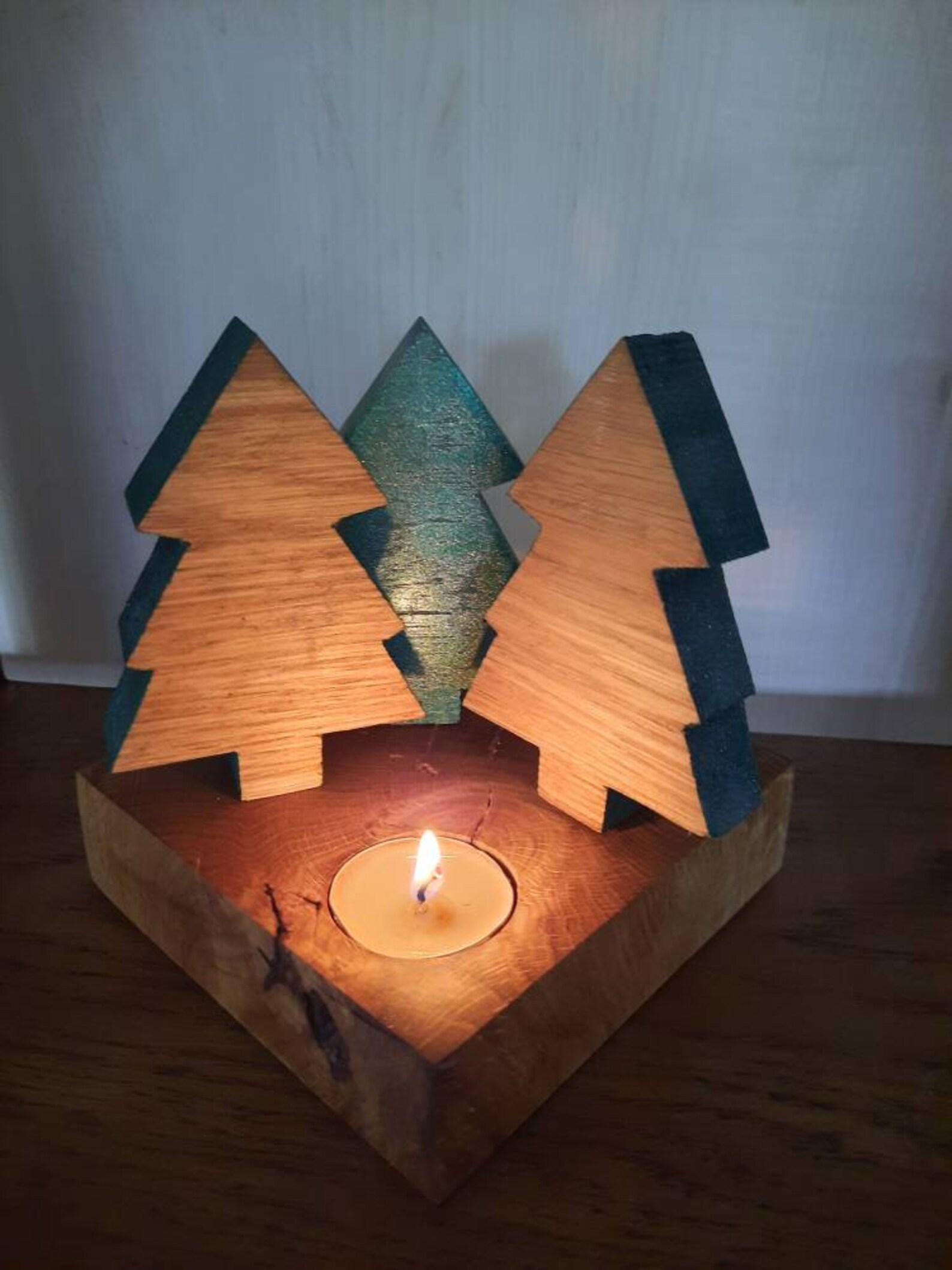 Oak Christmas Tree Tea Light Holder - Etsy