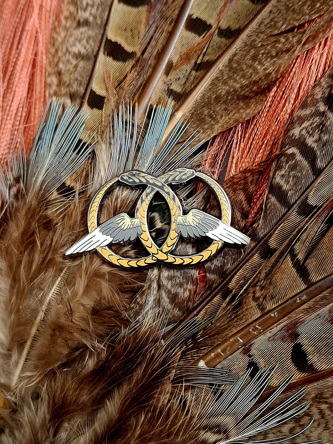 Winged Snakes Pin - Etsy