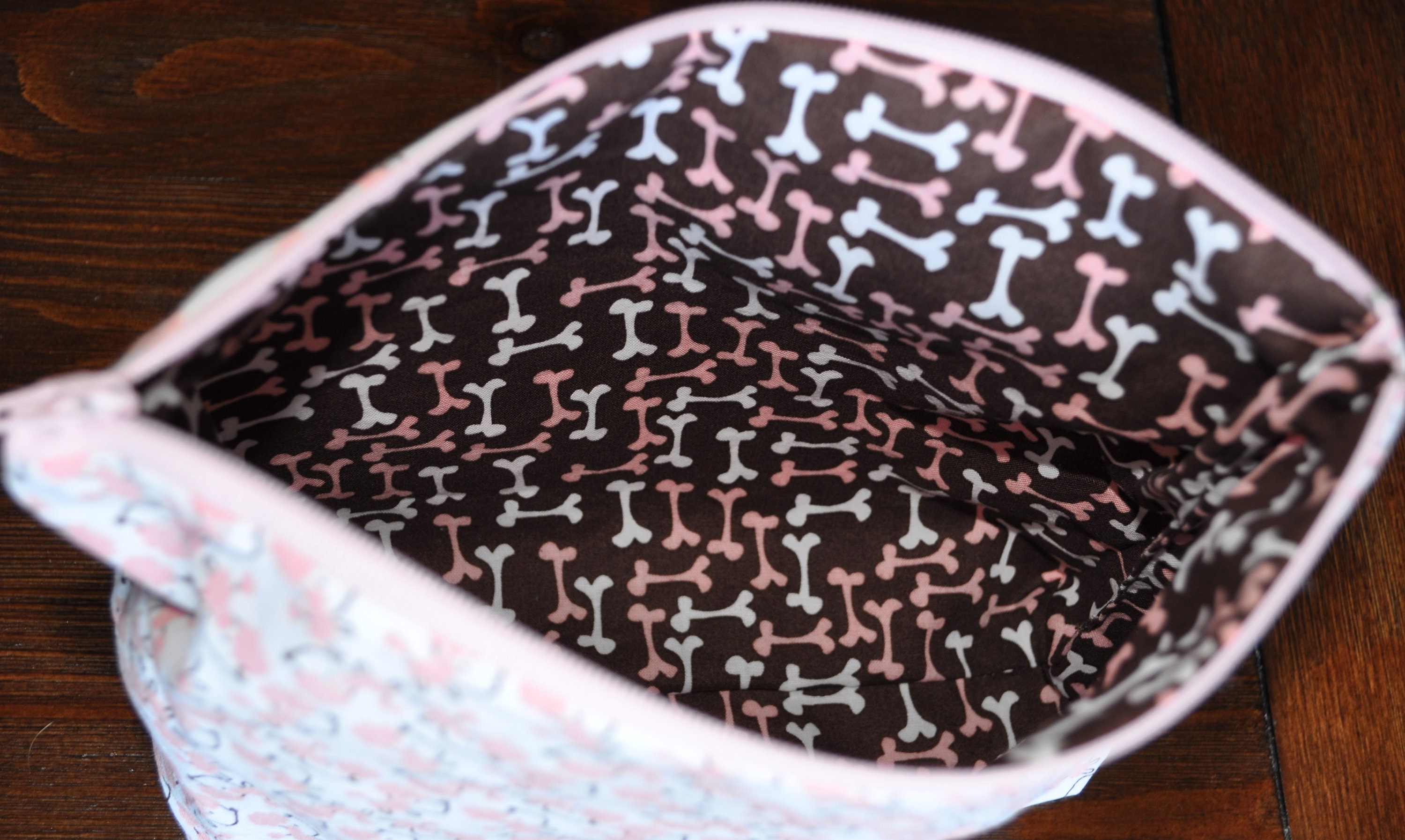 Pink Poodles with Dog Bones bag OOAK - Etsy España