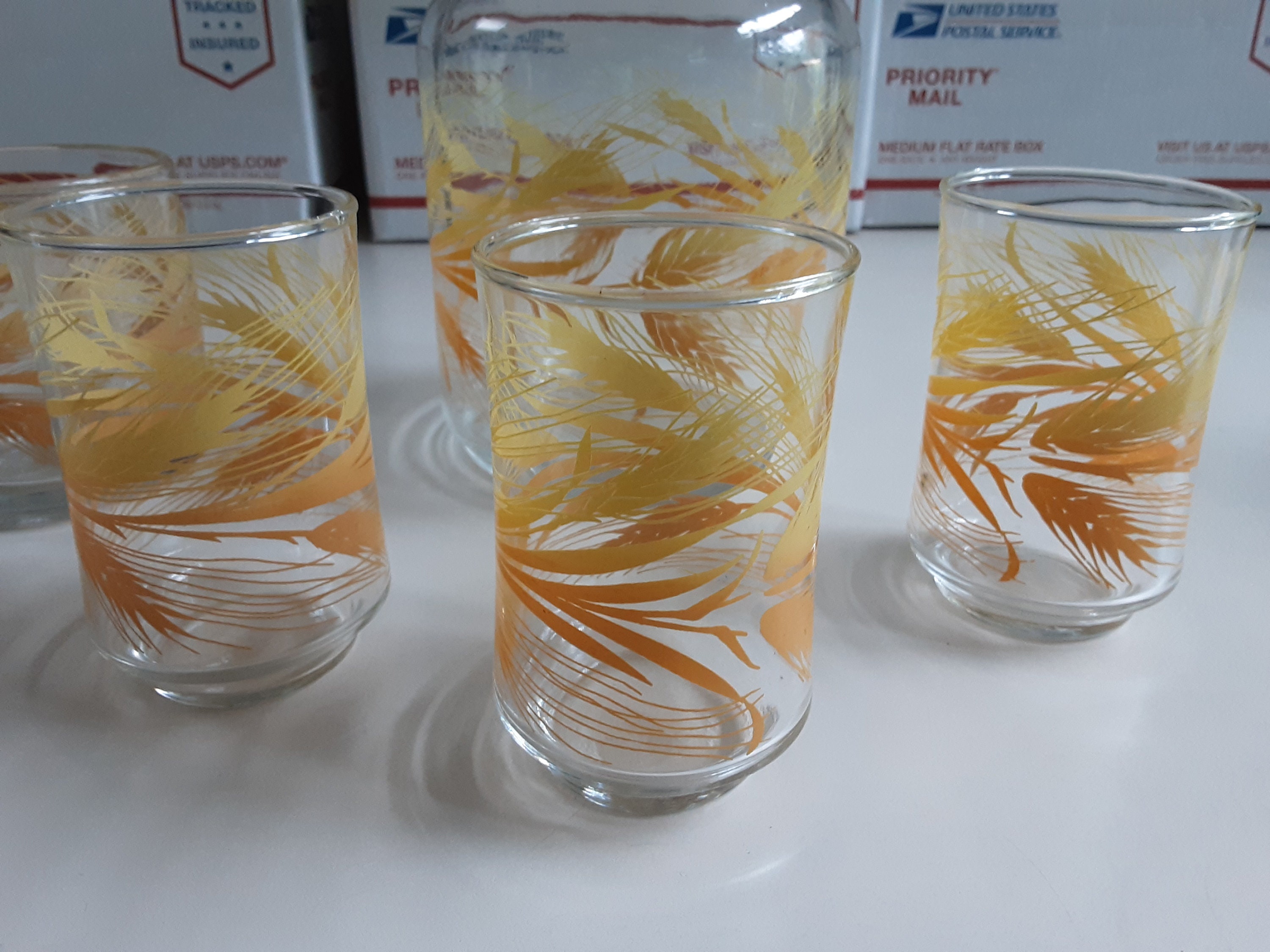 5 Piece Set Vintage Libbey Glassware Golden Wheat Pattern | Etsy