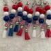 Red, White, & Blue Wooden Bead Keychain or Zipper Charm - Etsy