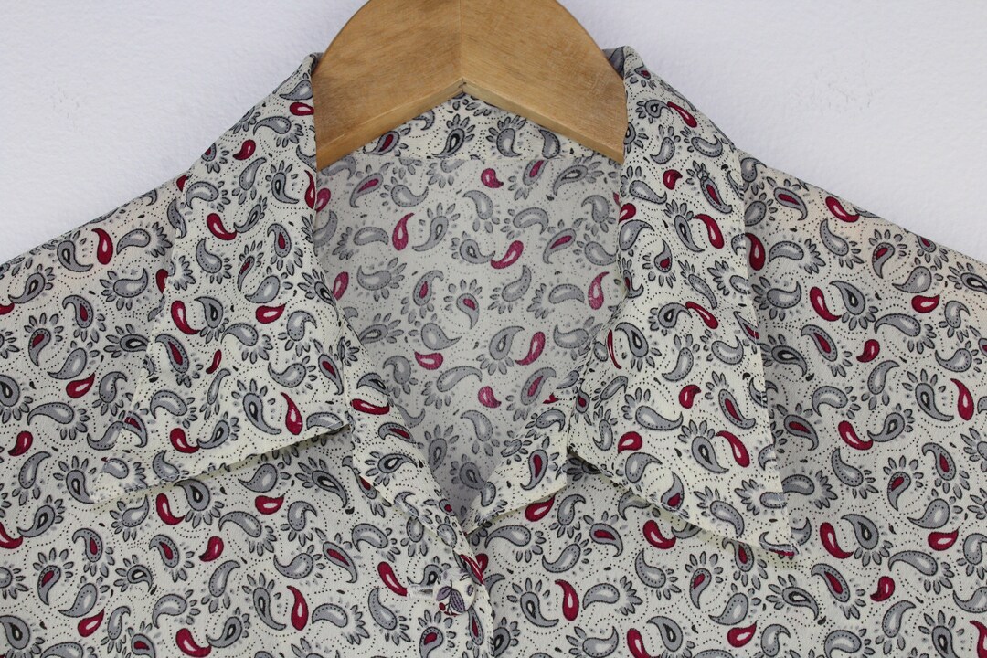 Paisley Vintage Button up Tie Front Top Cropped Reworked - Etsy