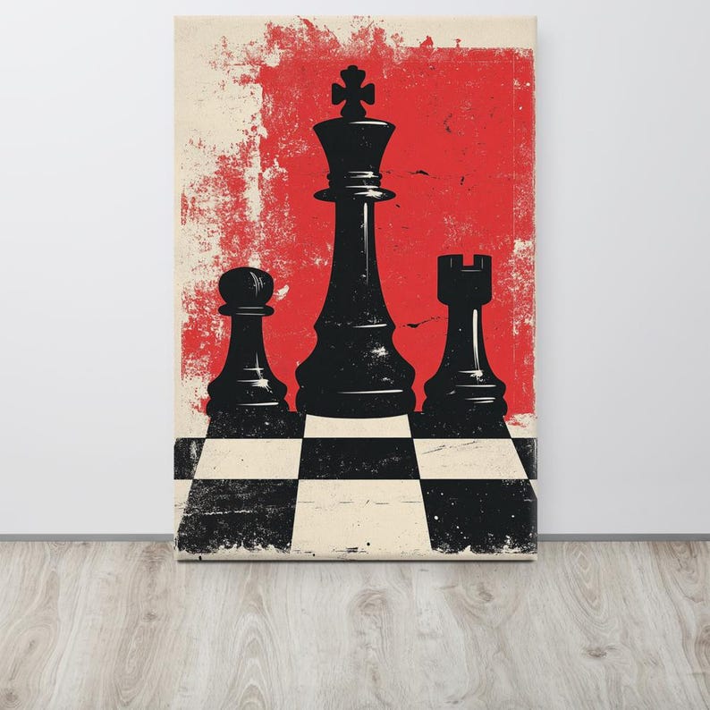 Vintage Chess Poster Grunge Style King, Pawn, and Rook Artwork - Etsy
