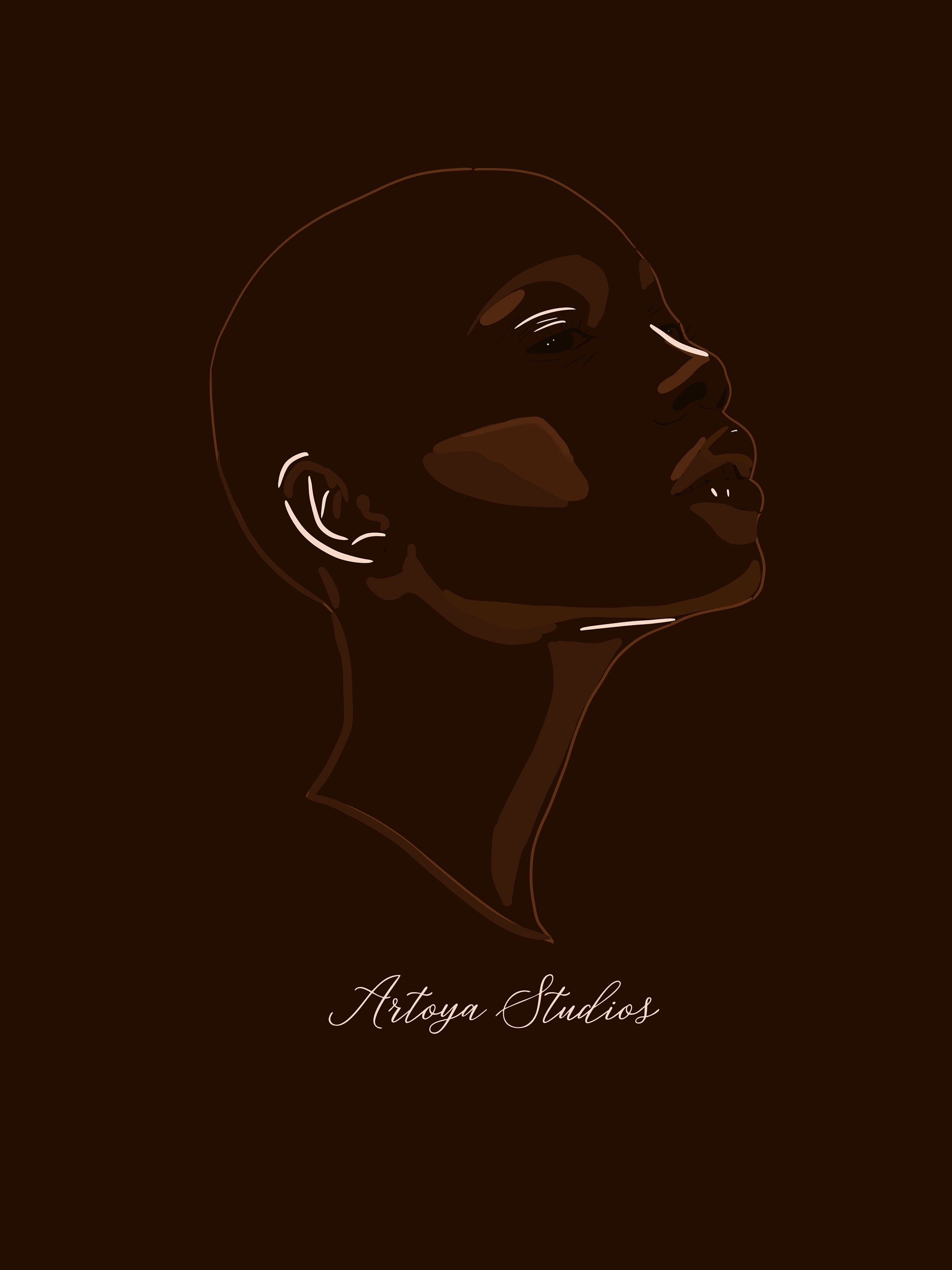 Art Print of Melanin Woman Side Profile Bald Head No Hair Big Chop ...