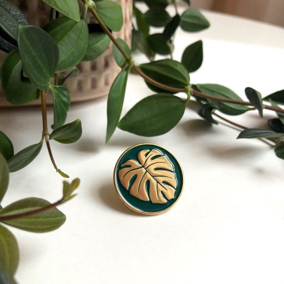 Green Monstera Enamel Pin | Etsy