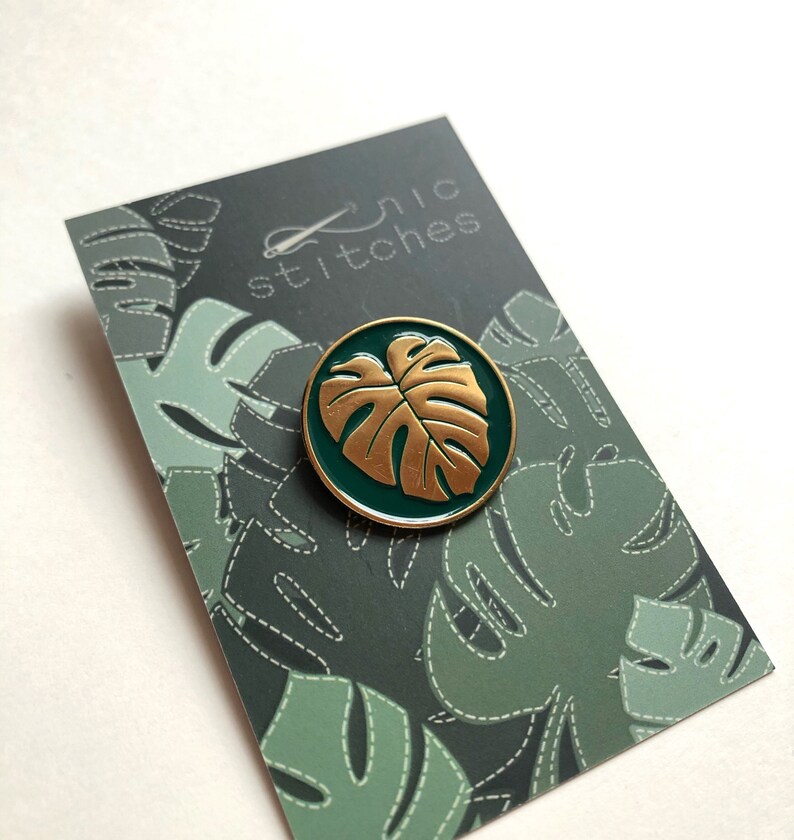 Green Monstera Enamel Pin - Etsy