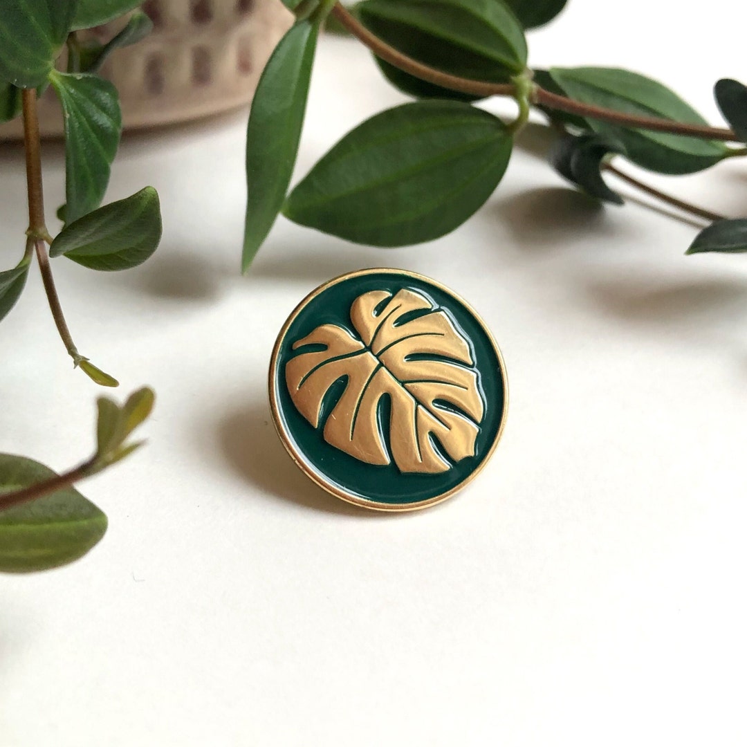 Green Monstera Enamel Pin - Etsy
