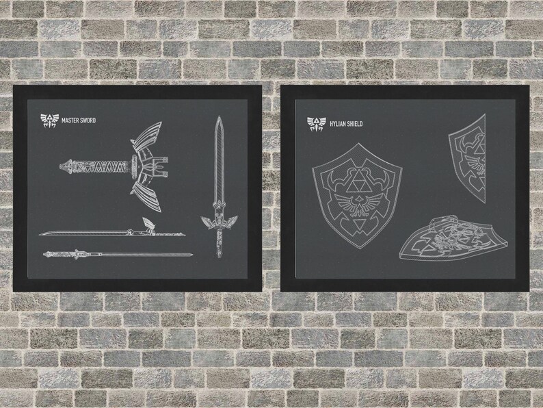 Zelda Schematic Poster Art - INSTANT Digital Download - Hylian Shield ...
