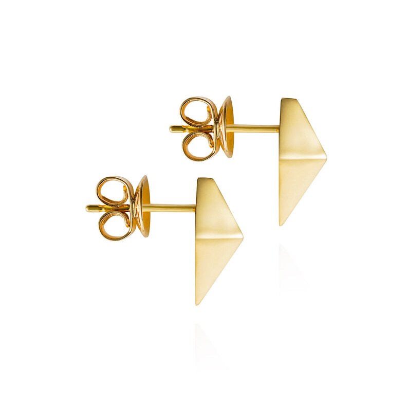 Geometric 18K Yellow Gold Thorn Pyramid Stud Earrings - Etsy