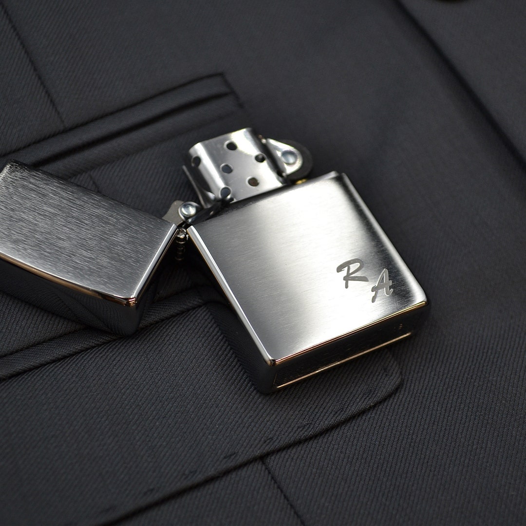 Zippo With Engraved Monogram Petrol Lighter Custom Engraving Windproof ...