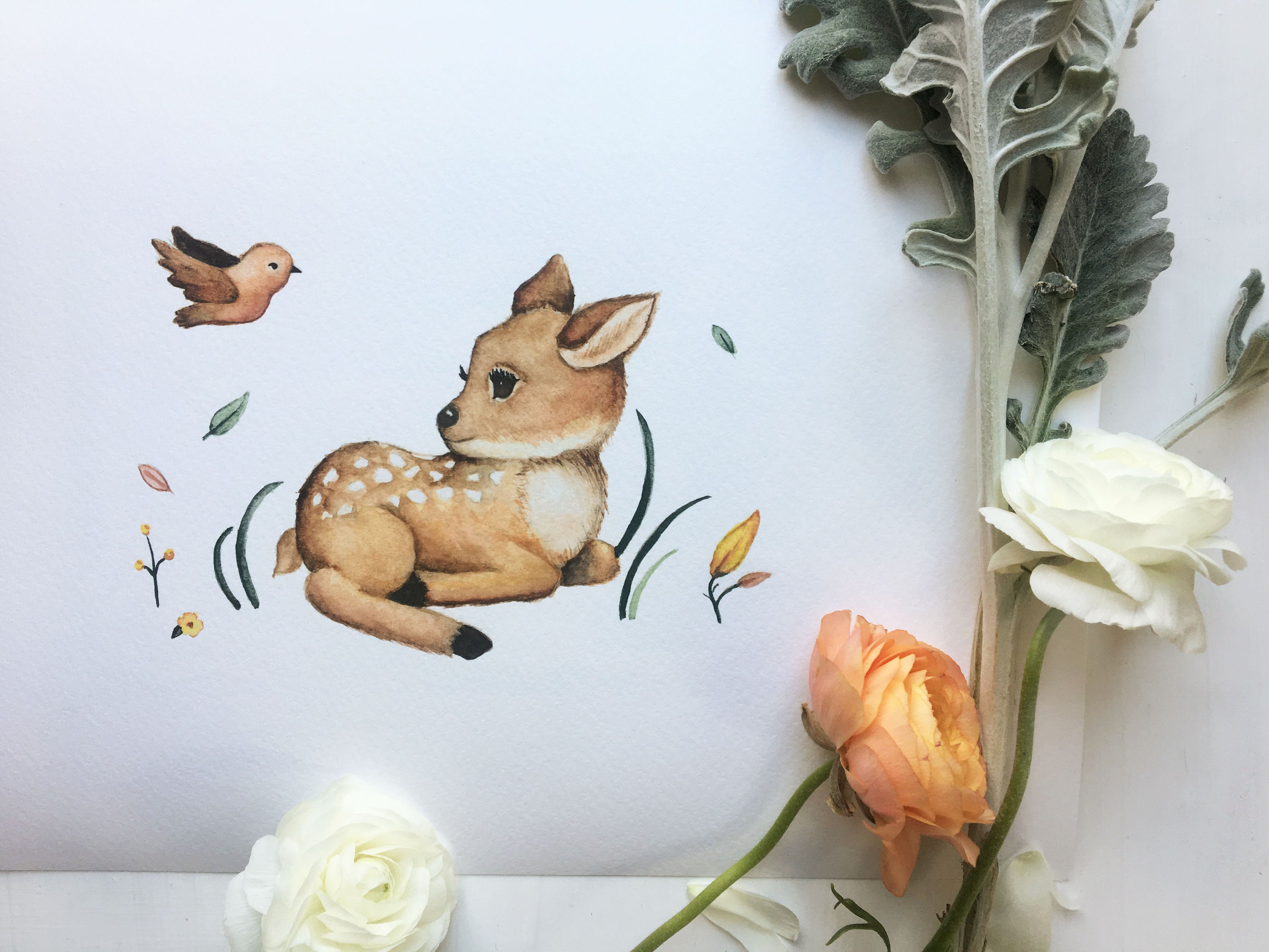 Little Deer Art Print Woodland Watercolor Art Nursery Babys Room Home ...