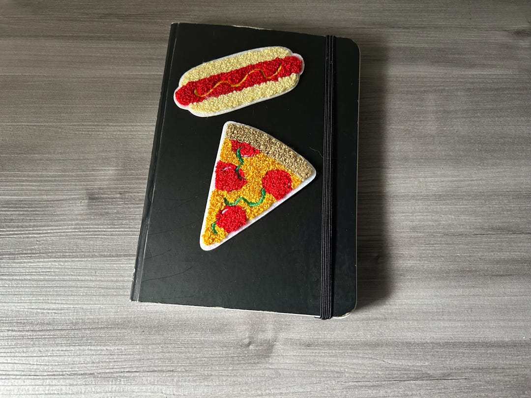 Pizza and Hot Dog Chenille Patches, Junk Journal Patches, Food Patches ...