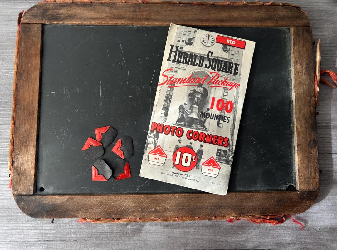 Vintage Herald Square Red Photo Corners, Vintage NOS 100 Gummed Red ...