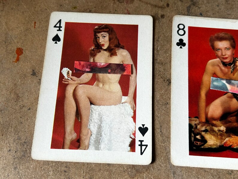 Vintage Adult Pin up Playing Cards, Set of 6 Pin up Cards, Pin up Playing Cards, Junk Journal ...