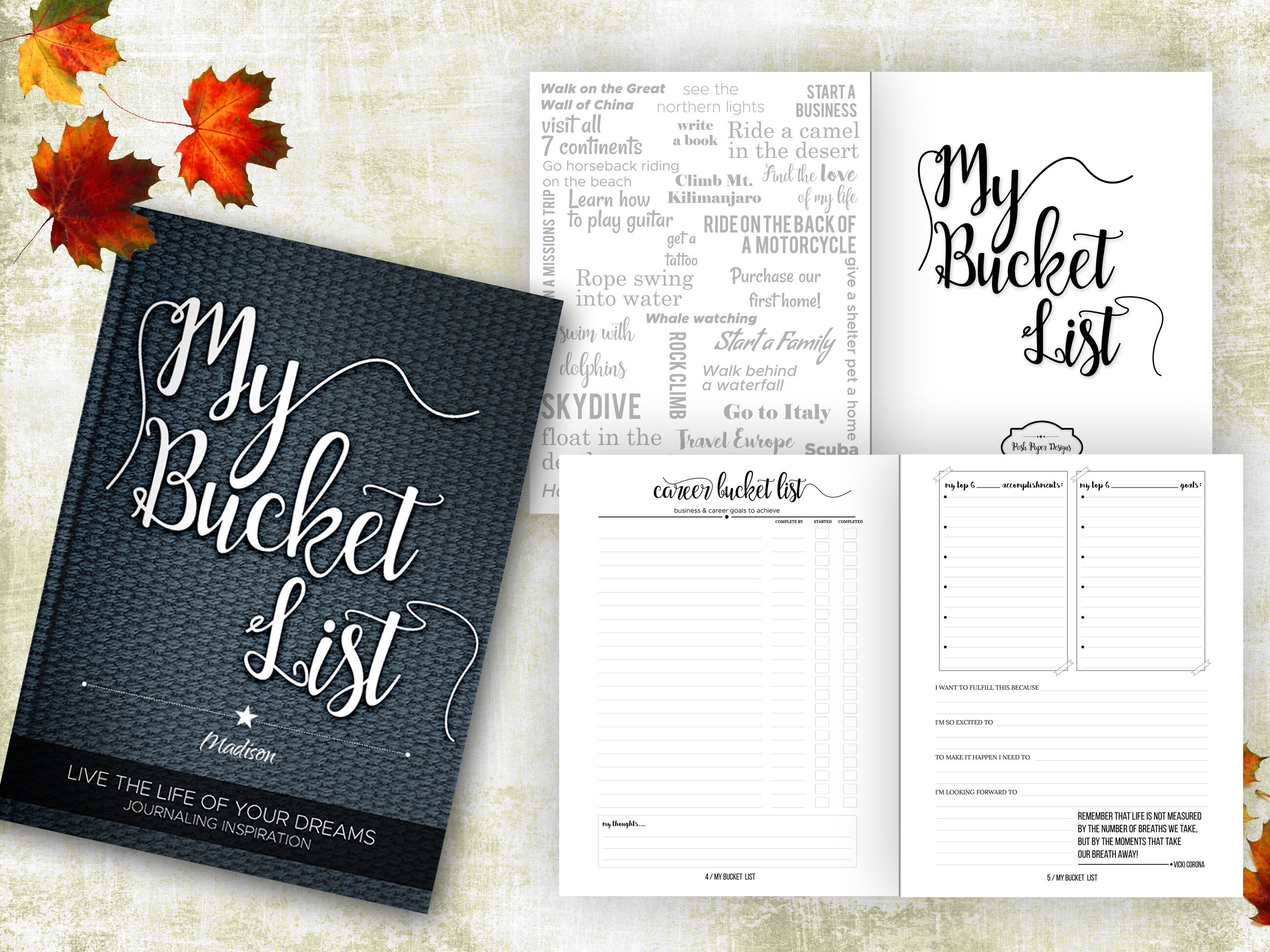 Personalized Bucket List Journal with Writing Prompts Book Gift, Custom ...