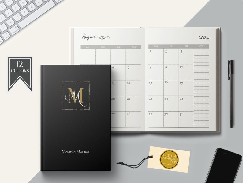 Monthly Calendar Planner Journal: Two-year Personalized Hardcover With ...