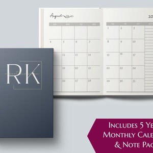 Personalized 2026-2030 Five Year Planner: Hardcover Monthly Calendar - Etsy