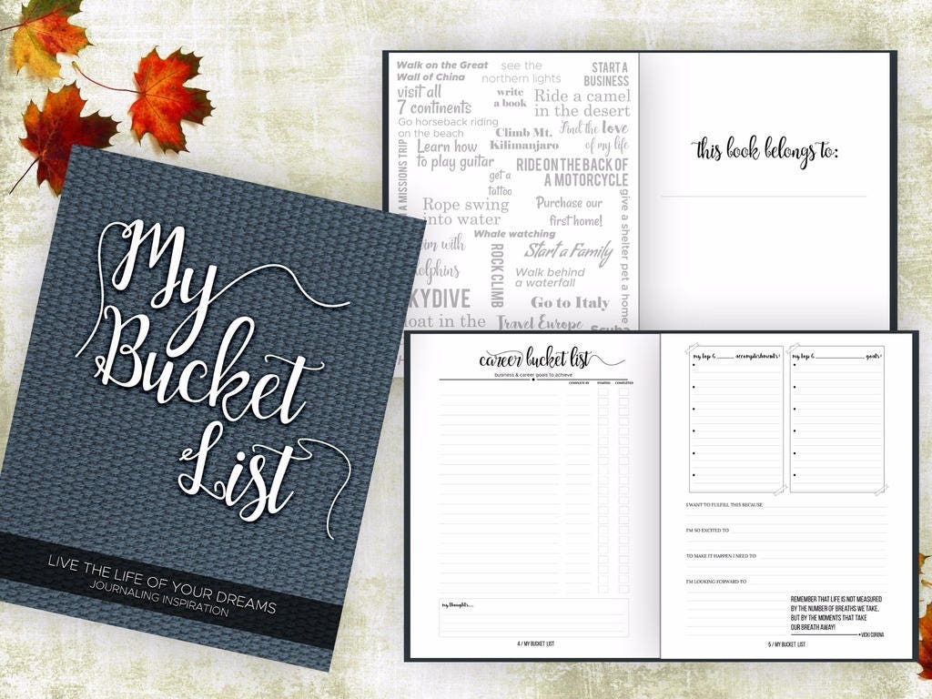 Bucket List Journal Planner with Writing Prompts. 8.5 x 11 Bucket List ...