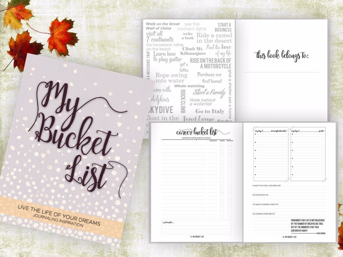 Bucket List Journal. Planner. Writing Prompts. Guided Journal. | Etsy