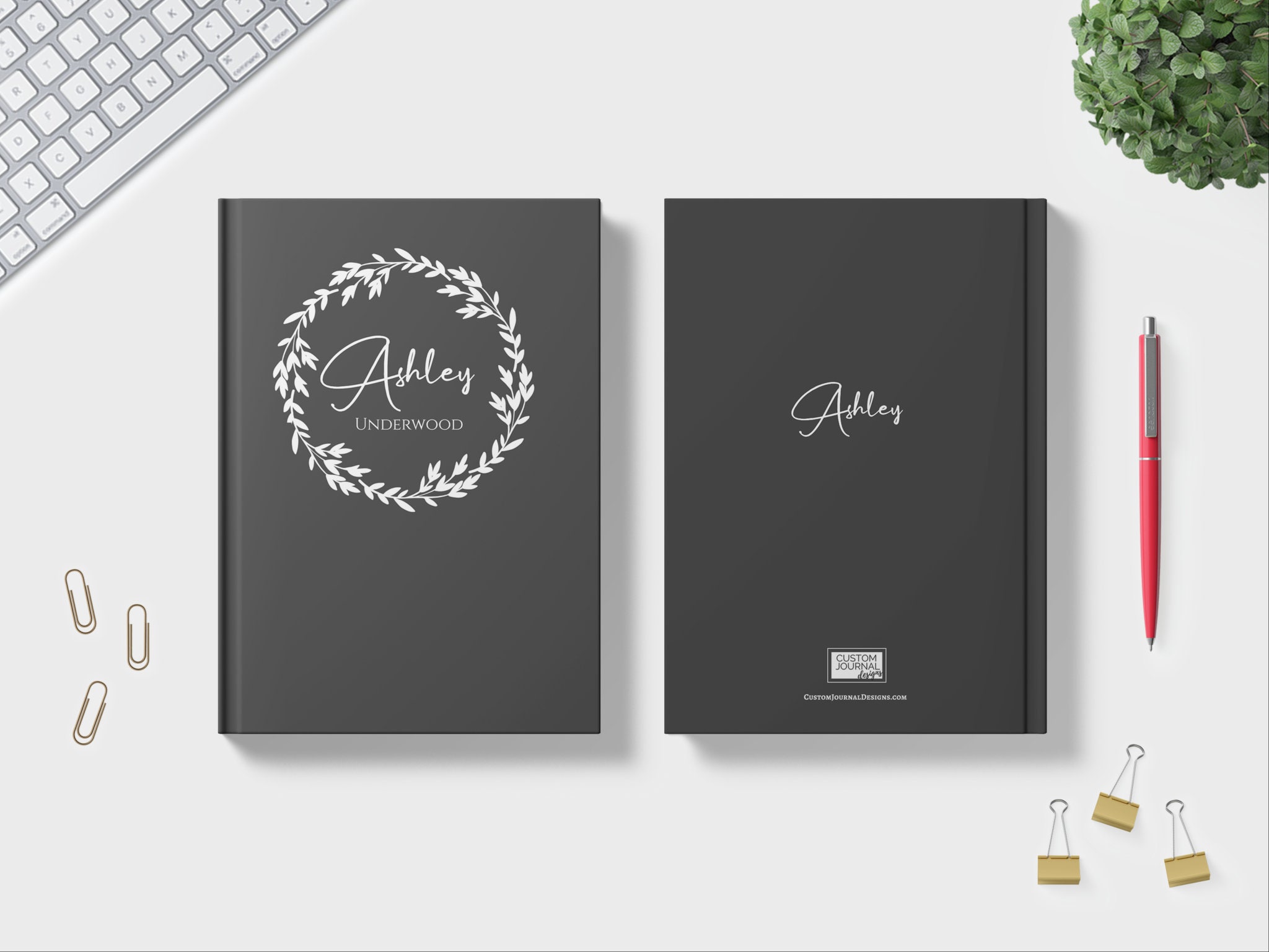 Personalized Writing Journal. Custom Name Hardcover. Lined Dot Grid ...