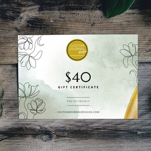 PRINTABLE Gift Certificate for 40 US Dollars, Electronic Gift Card for ...
