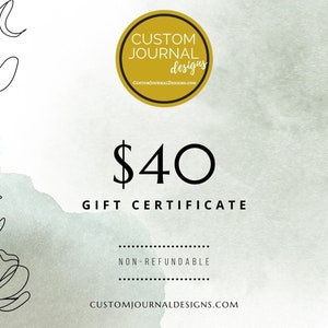 PRINTABLE Gift Certificate for 40 US Dollars, Electronic Gift Card for ...