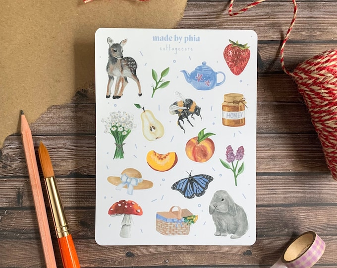 Cottagecore Sticker Sheet | Bullet Journal Stickers, Planner Stickers ...