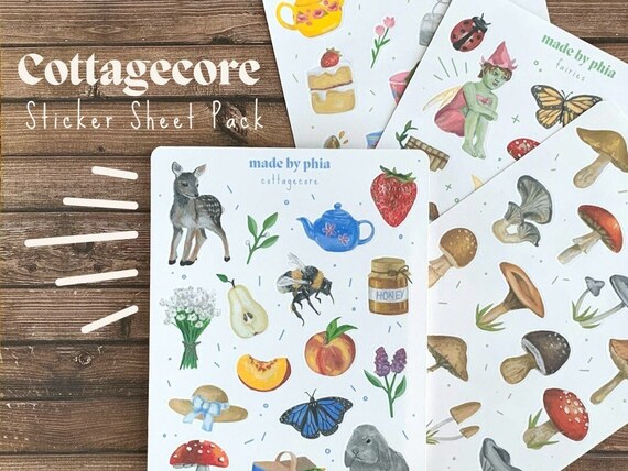 Cottagecore Sticker Sheet Pack Spring Sticker Sheet Pack | Etsy