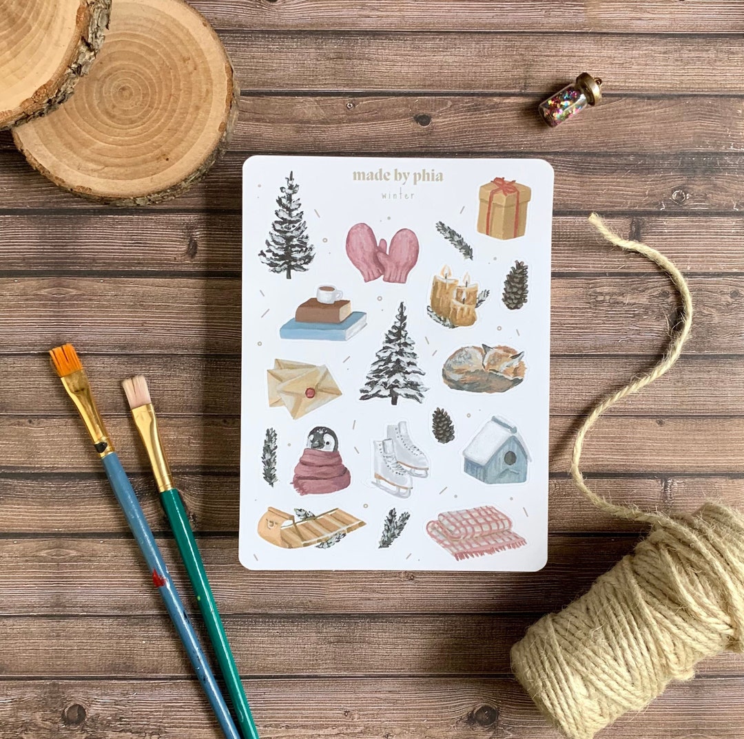 Winter Sticker Sheet | Cozy Winter Stickers, Bullet Journal Stickers ...