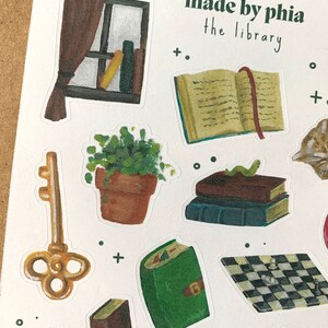 Library Sticker Sheet Book Stickers, Academia Sticker Sheet, Bullet ...
