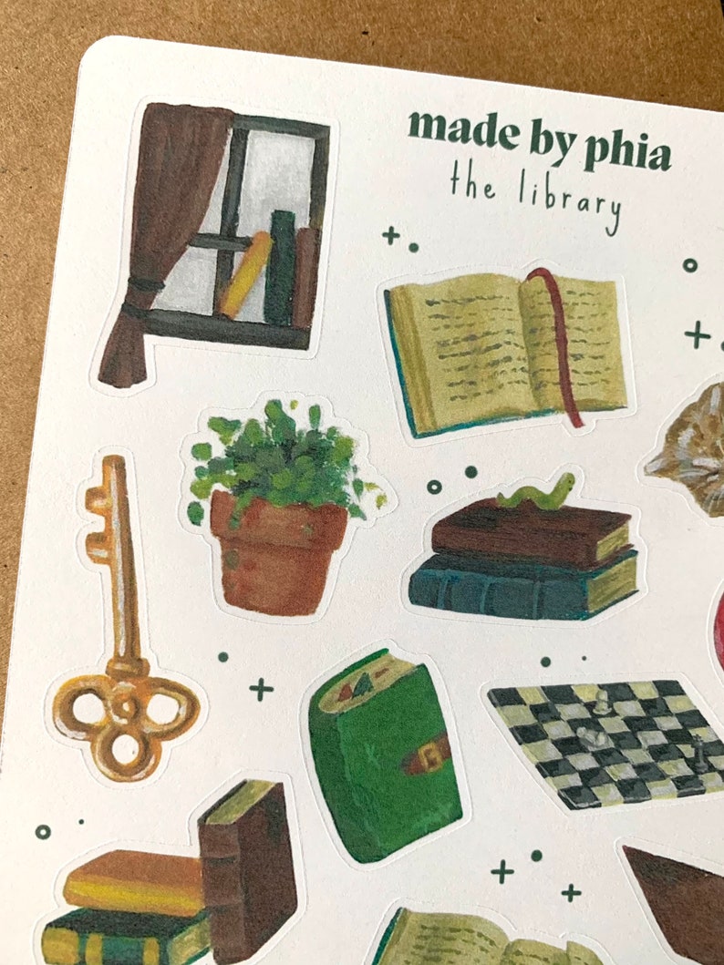 Library Sticker Sheet Book Stickers Academia Sticker Sheet - Etsy