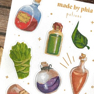Potions Sticker Sheet Magical Sticker Sheet, Witchy Stickers, Wizard ...