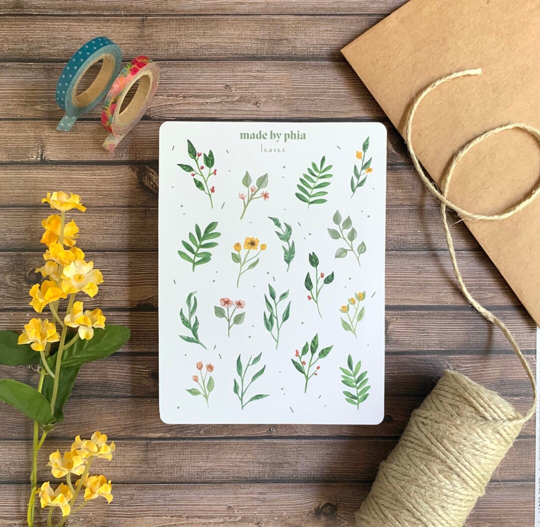 Leaves Sticker Sheet Floral Sticker Sheet Plant Stickers - Etsy