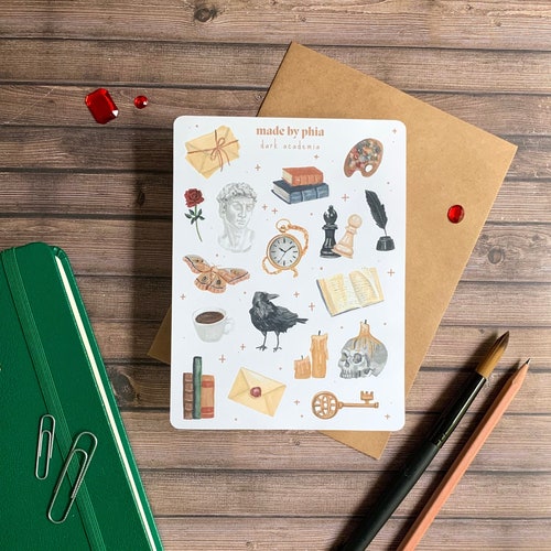 Printable Dark Academia Stickers Bullet Journal Bujo - Etsy