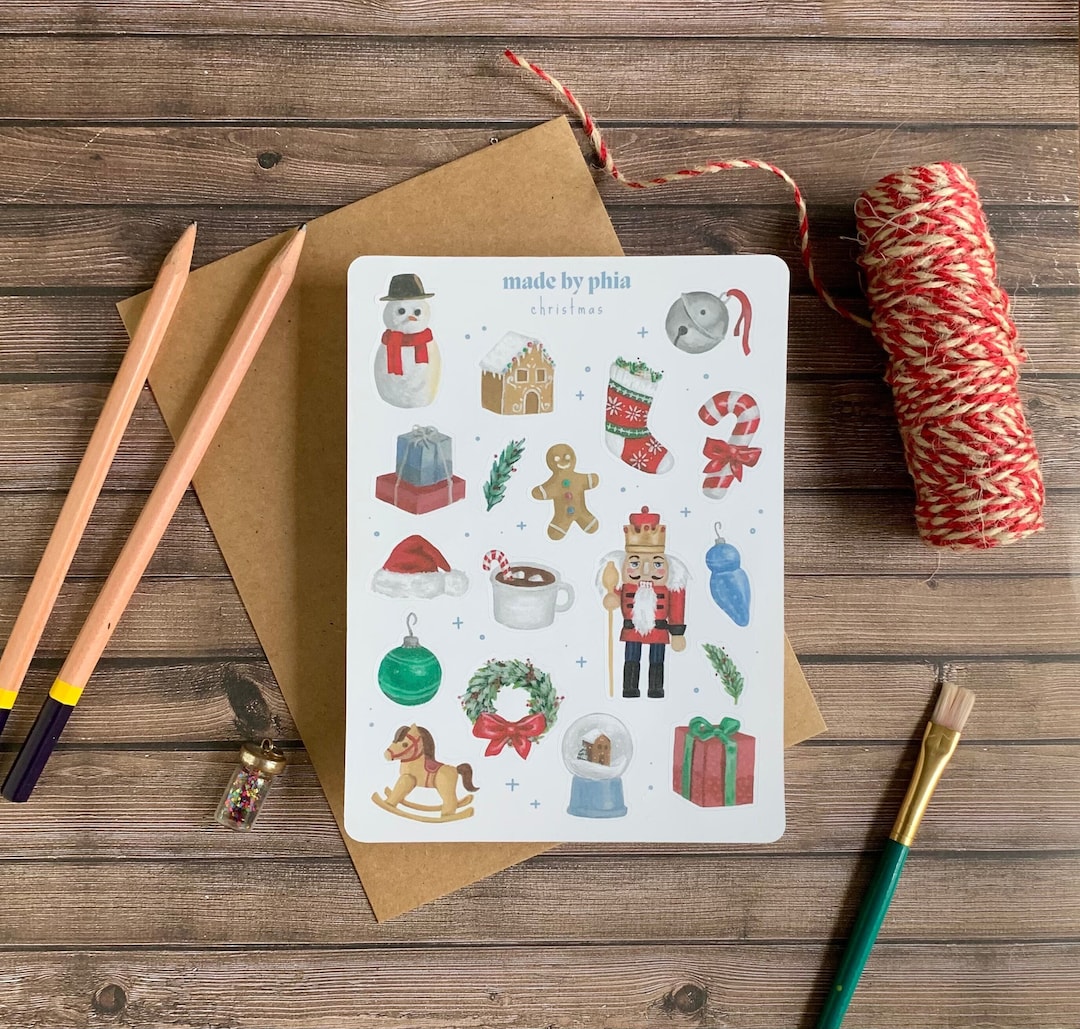 Christmas Sticker Sheet | Holiday Sticker Sheet, December Sticker Sheet ...