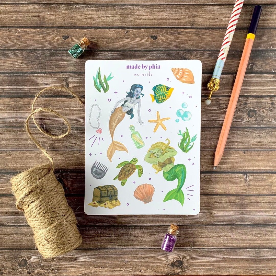 Mermaids Sticker Sheet Bullet Journal Stickers, Planner Stickers, Ocean ...