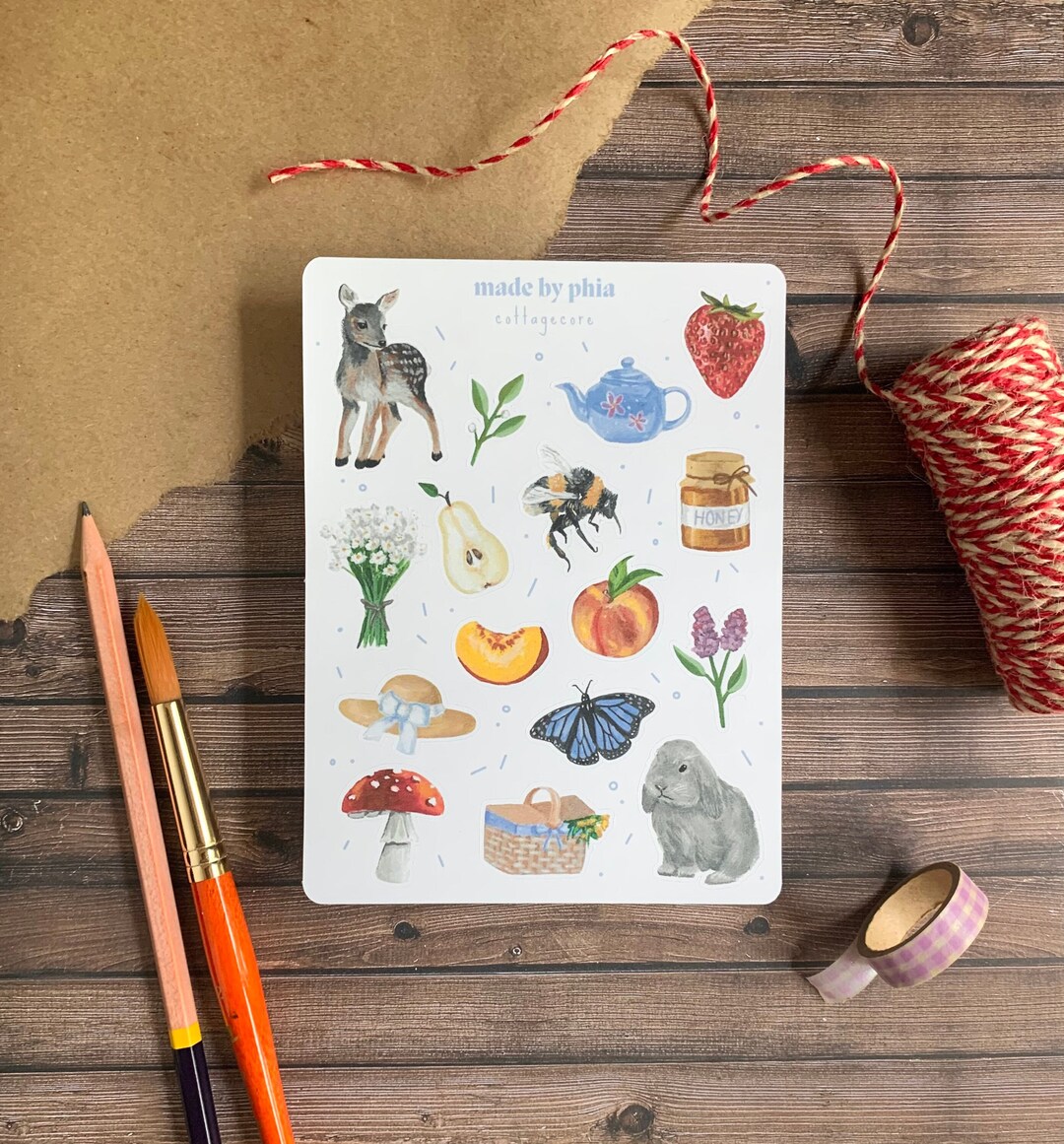 Cottagecore Sticker Sheet Bullet Journal Stickers, Planner Stickers ...