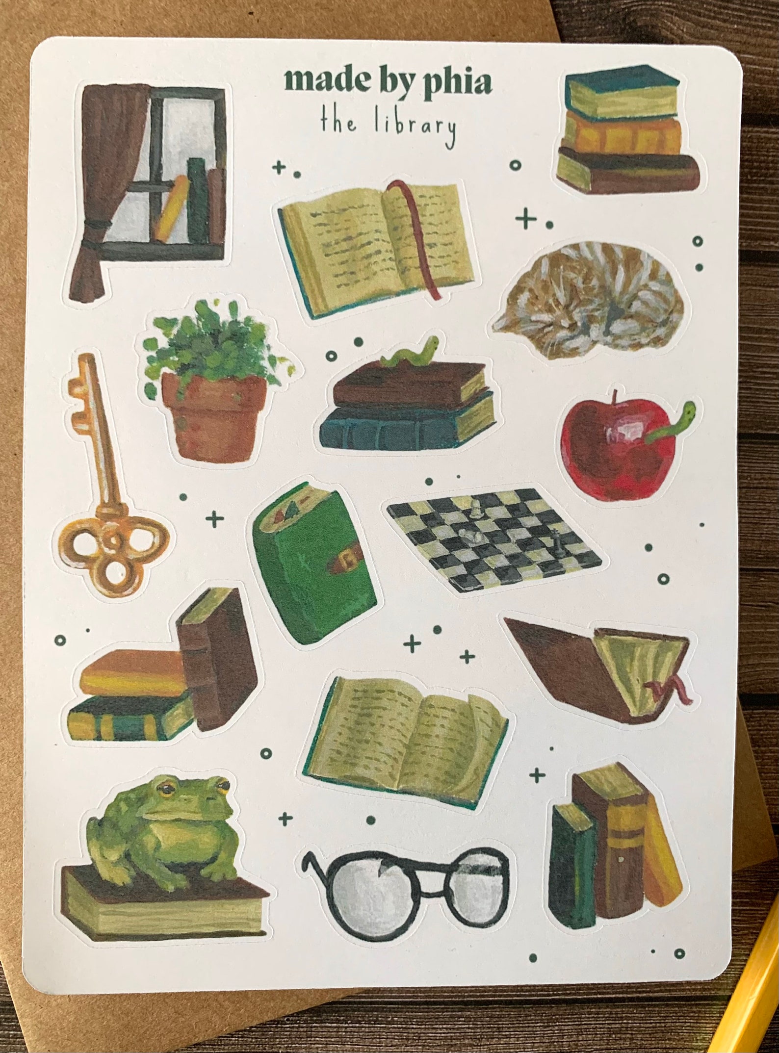Library Sticker Sheet Book Stickers Academia Sticker Sheet - Etsy