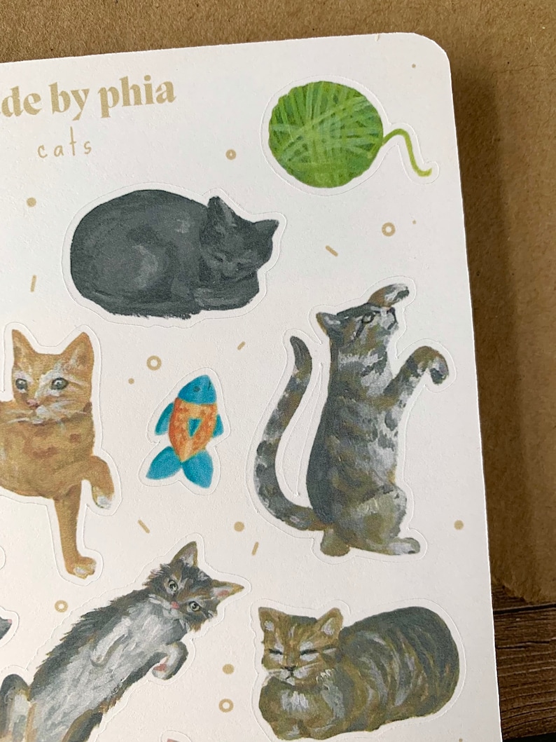 Cats Sticker Sheet Kitten Stickers Cute Cats Stickers - Etsy
