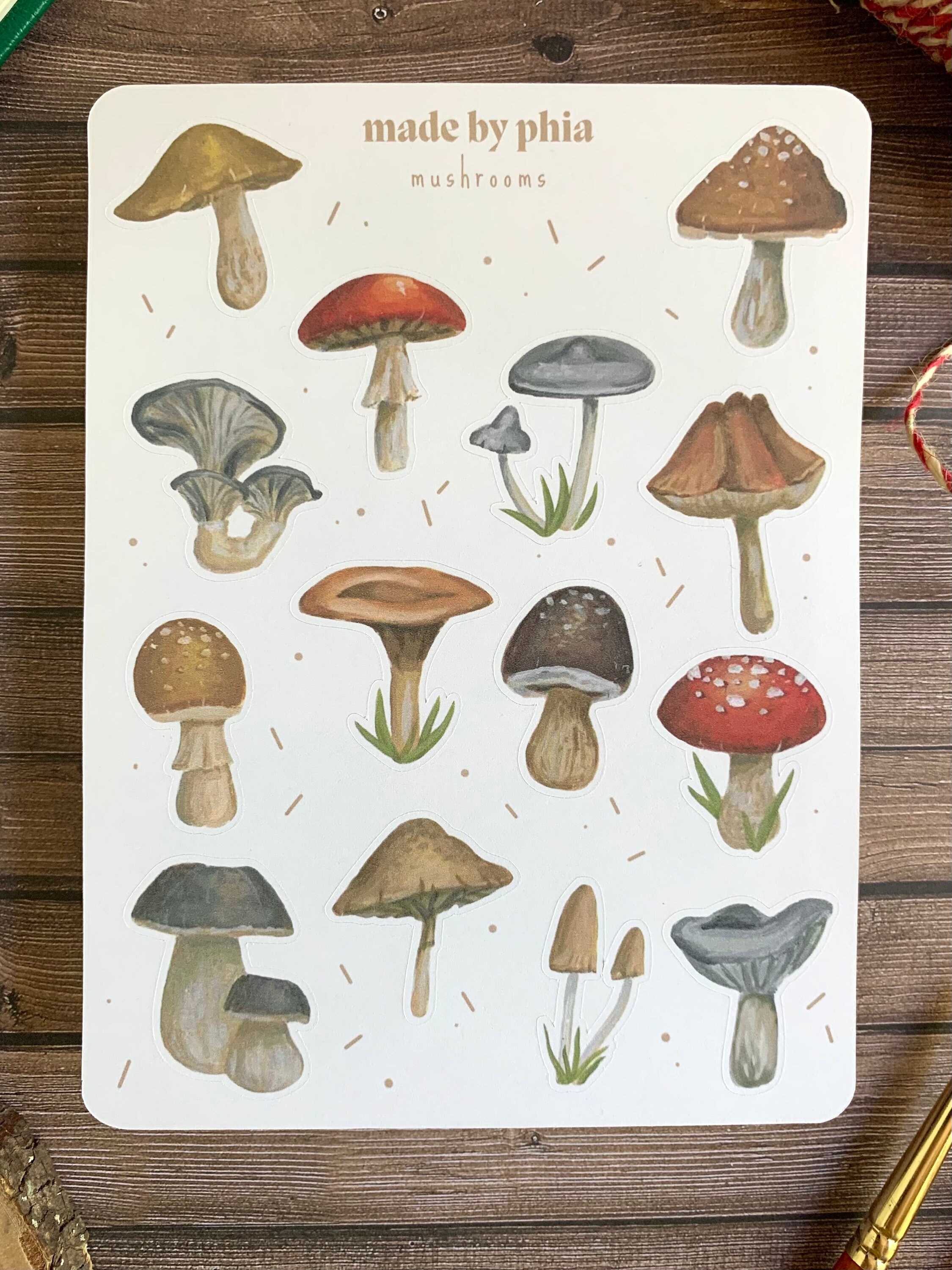 Mushrooms Sticker Sheet Bullet Journal Stickers Planner | Etsy