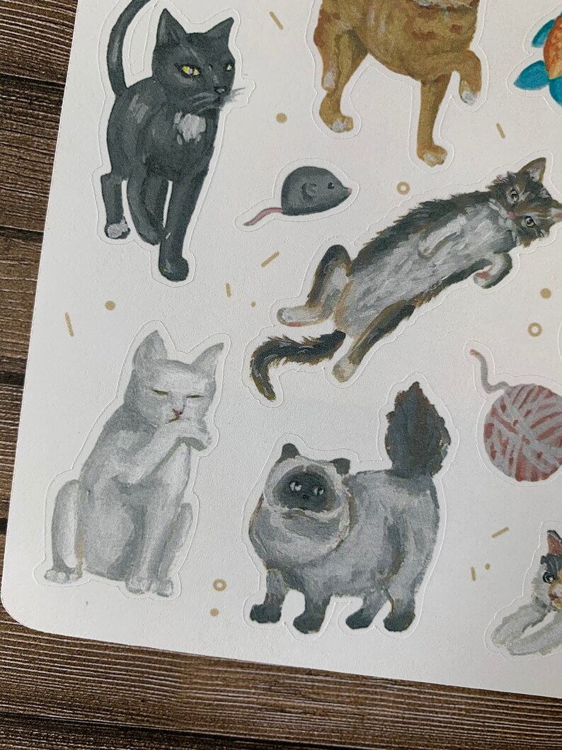 Cats Sticker Sheet Kitten Stickers Cute Cats Stickers - Etsy