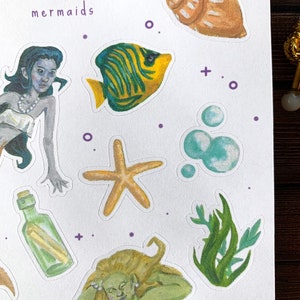Mermaids Sticker Sheet Bullet Journal Stickers, Planner Stickers, Ocean ...