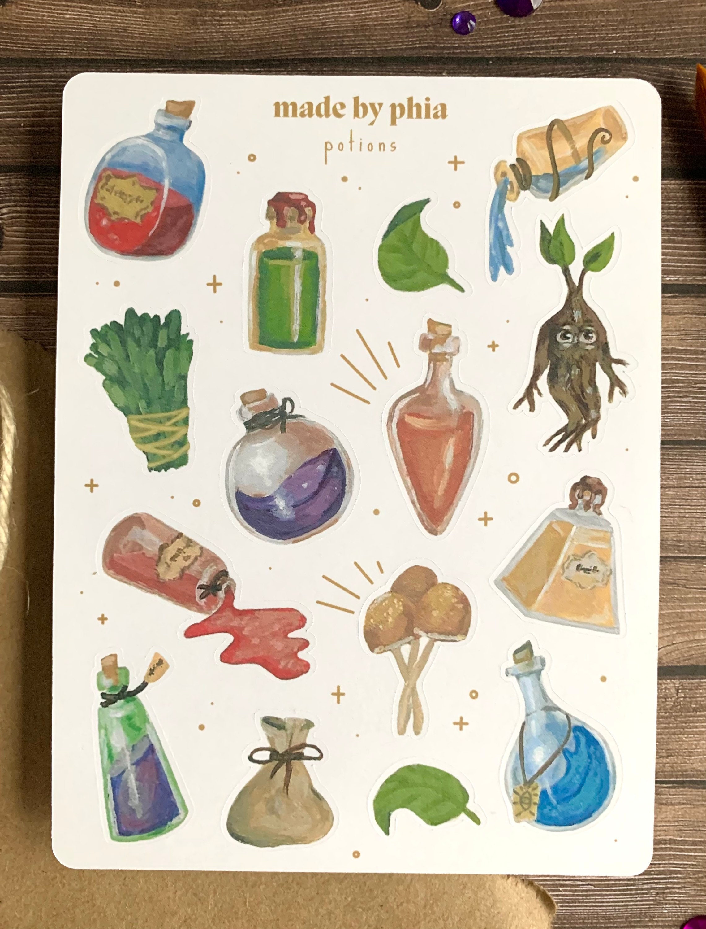 Potions Sticker Sheet Magical Sticker Sheet Witchy | Etsy
