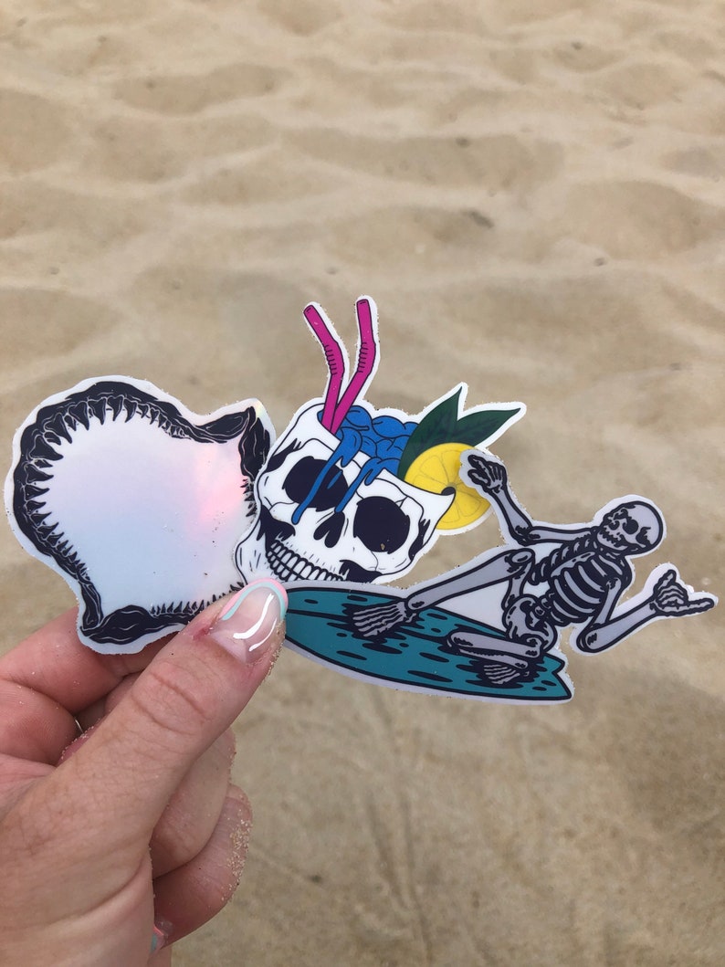 Surfing Skeleton Sticker - Etsy