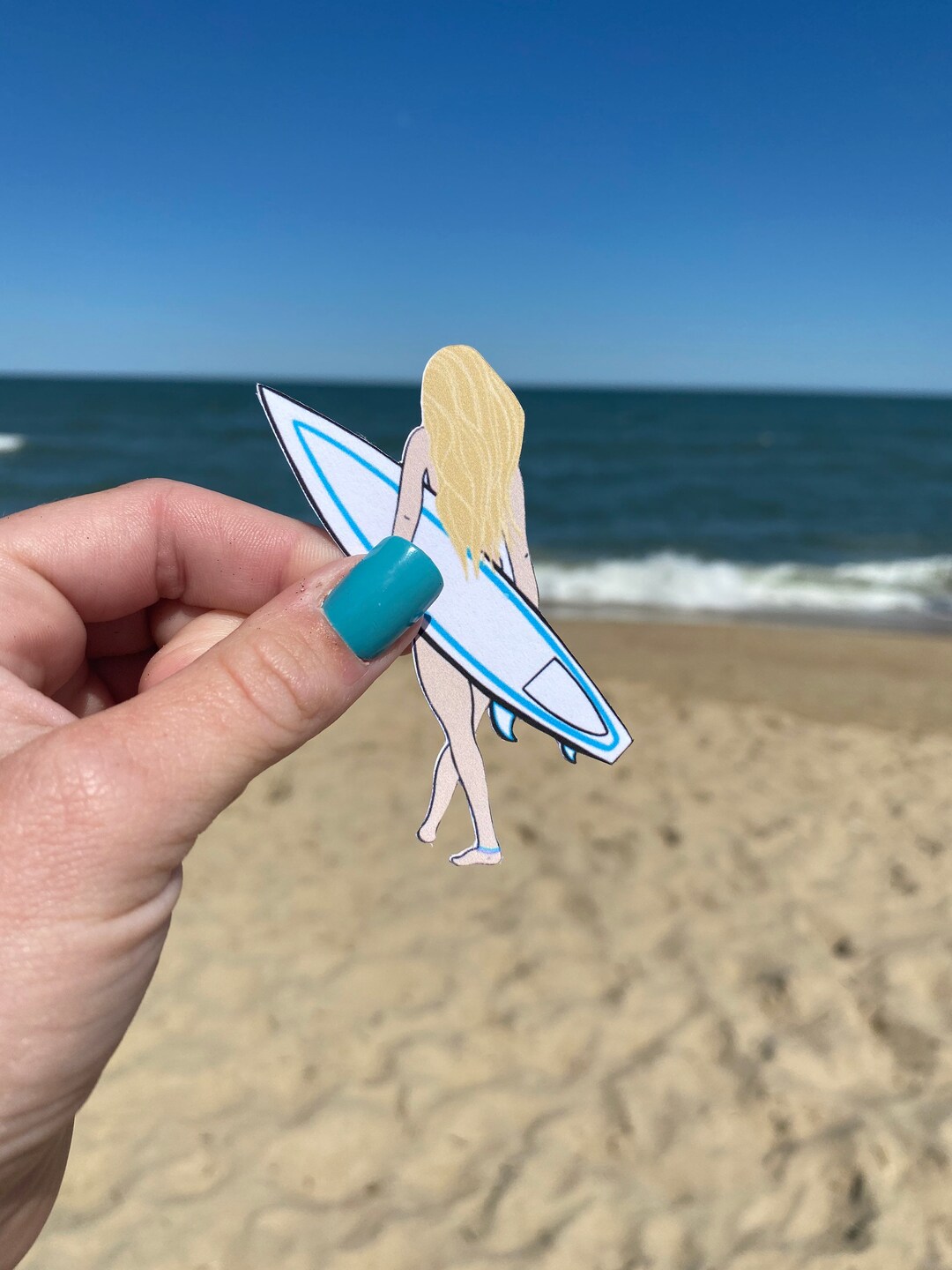 Surfer Girl Sticker/ Blonde Surfer Girl/ Beach Sticker/ Surfboard ...