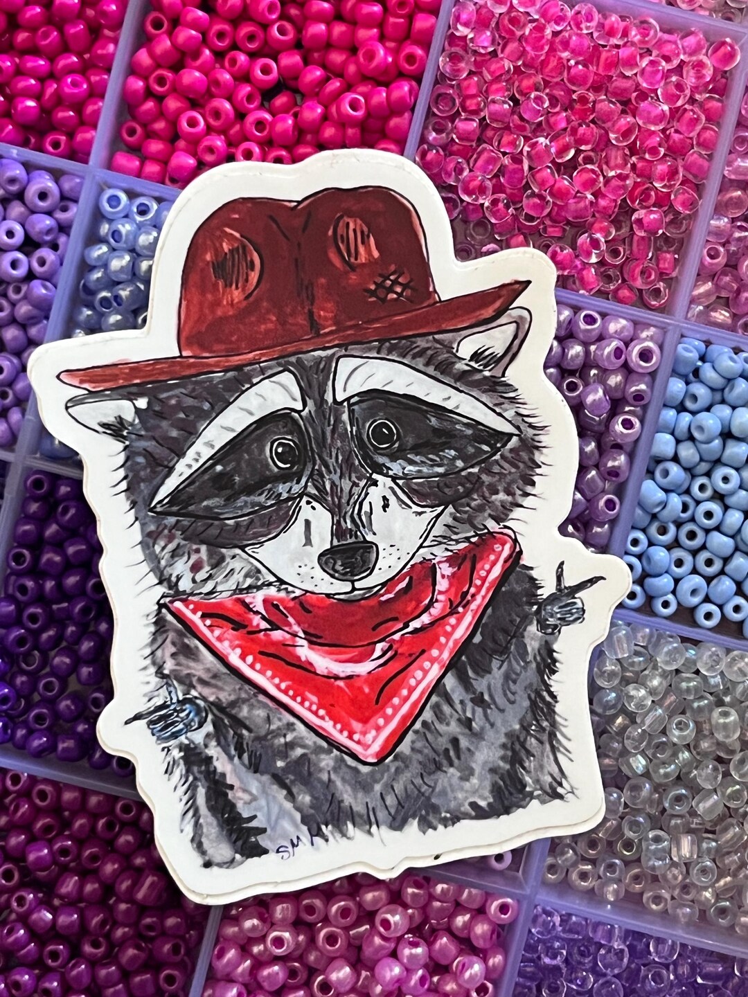 Rowdy Raccoon Art Sticker - Etsy