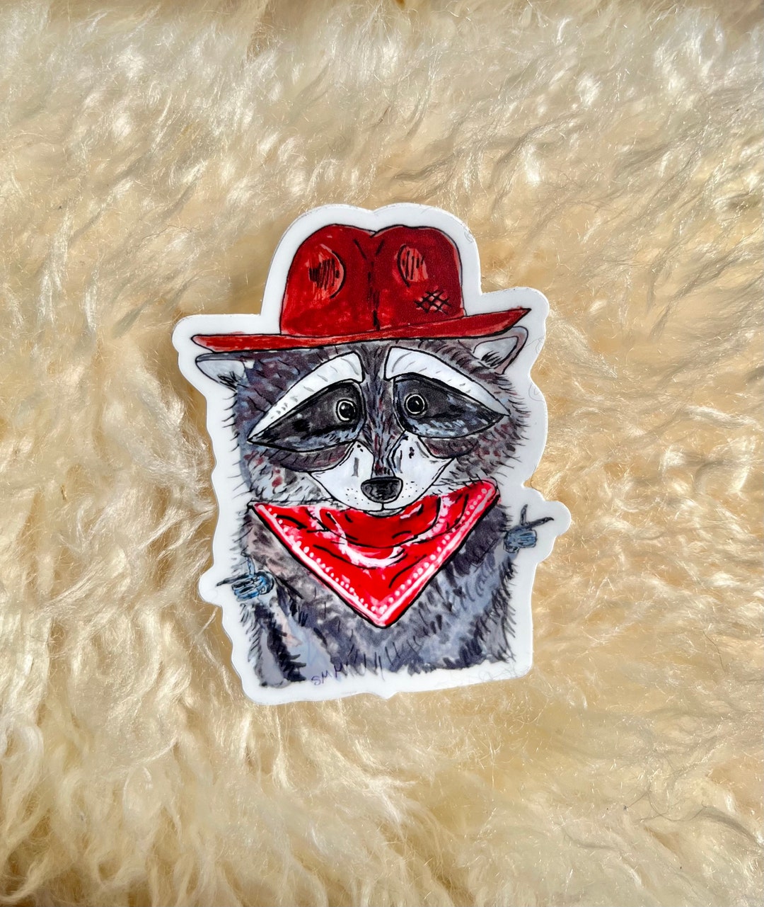 Rowdy Raccoon Art Sticker - Etsy