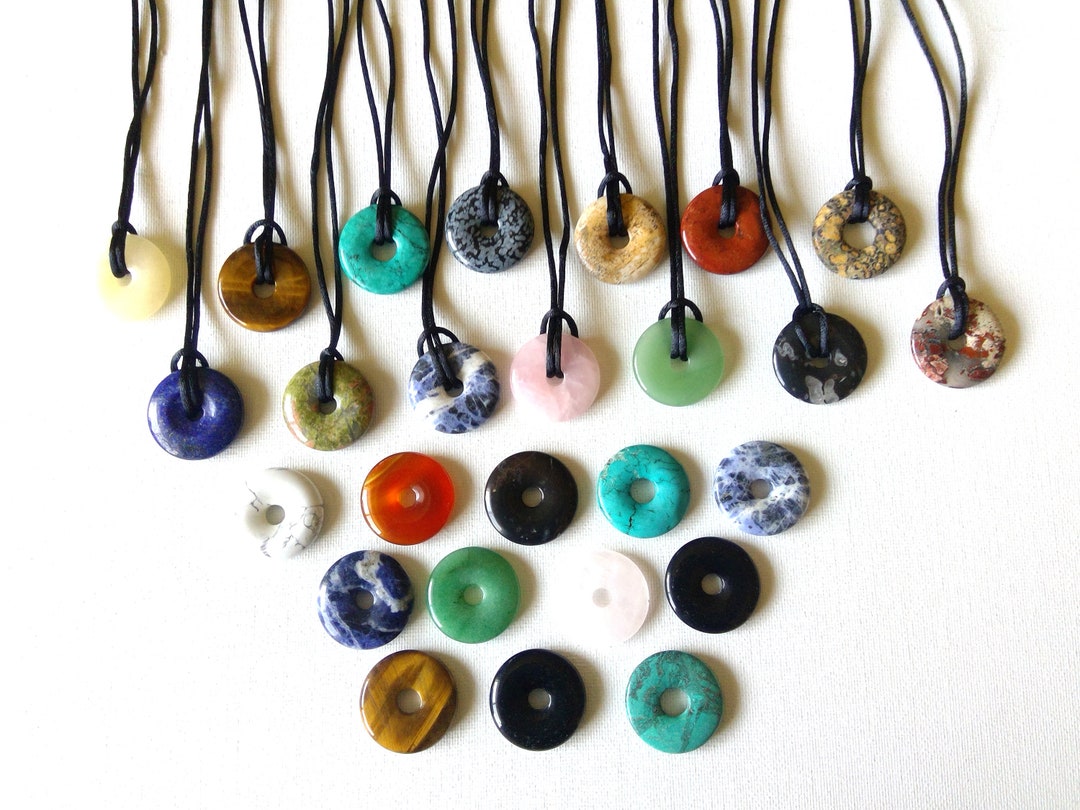 Pi Stone Black Silk Satin Cord and Lobster Claw Clasp Chain Necklace ...