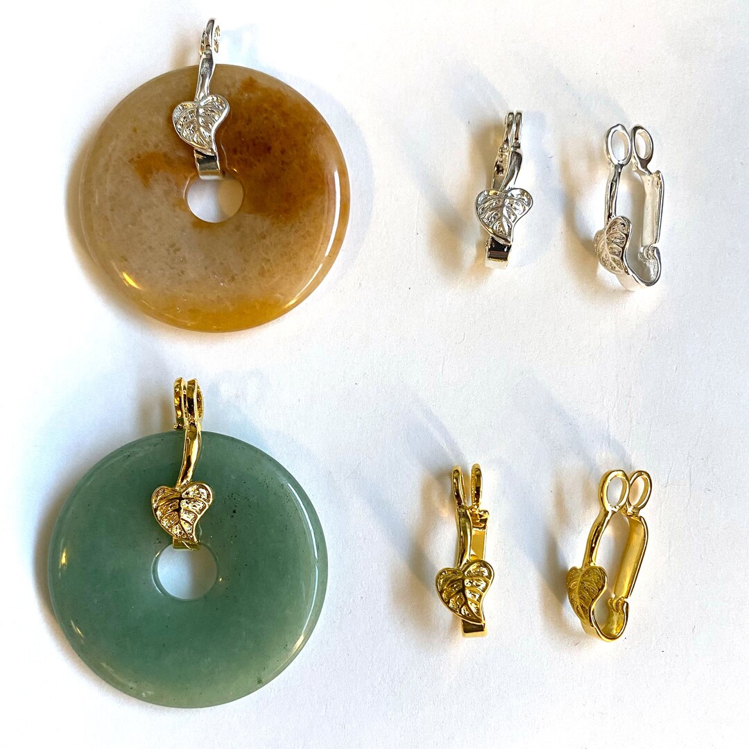 Heart Bail for up to 50mm Pi Stone. Gold Plated Silver Plated Donut ...